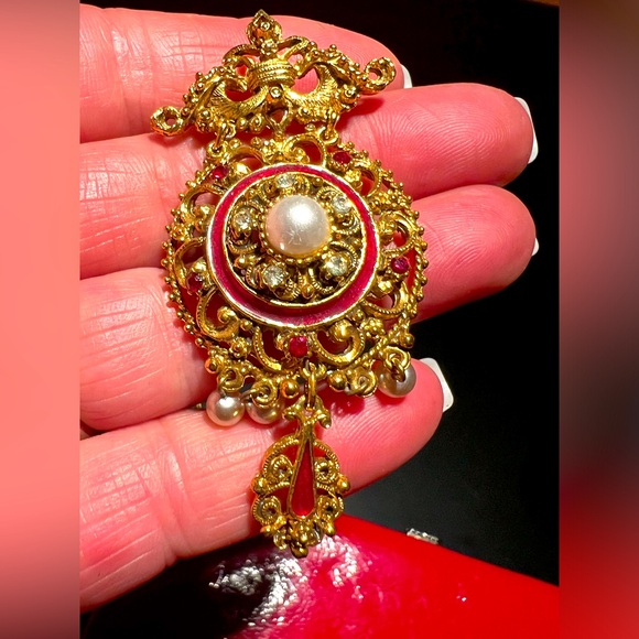 Florenza | Jewelry | Vintage Florenza Brooch Signed Pearl Gold Mogul ...